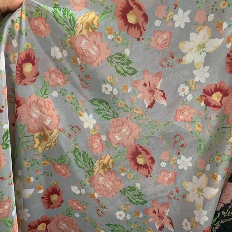 Jual kain gamis - kain baju fashion - kain bahan sifon silk motif bunga ...