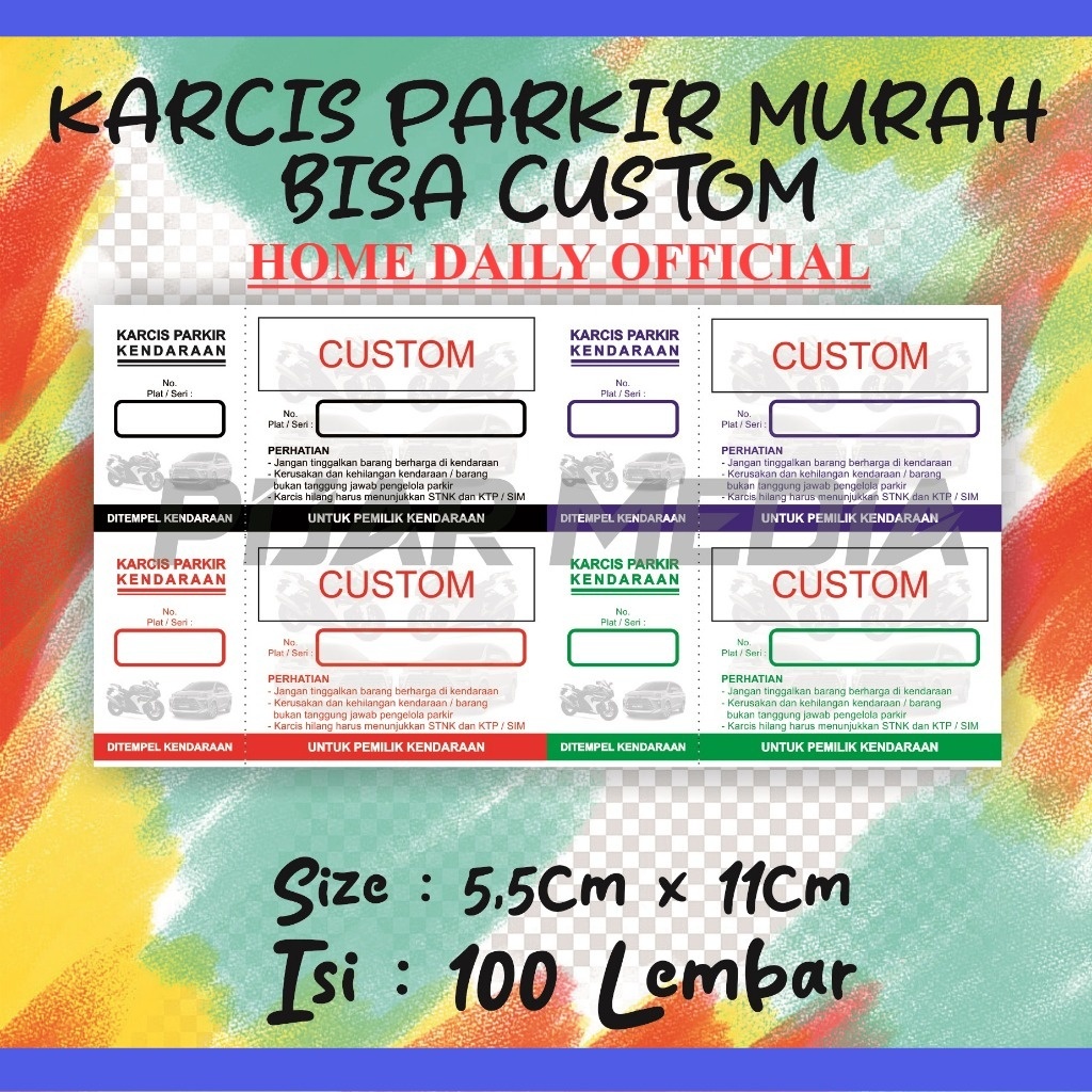Jual KARCIS PARKIR CUSTOM PENGAJIAN KONSER SHOLAWAT KOLAM RENANG PASAR ...