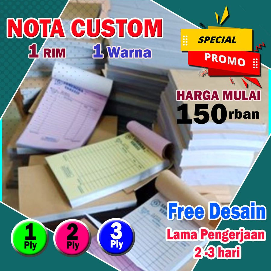 Jual CETAK NOTA NCR -- CUSTOM - 1 RIM _1 PLY 2 PLY 3 PLY -- NOTA TOKO ...