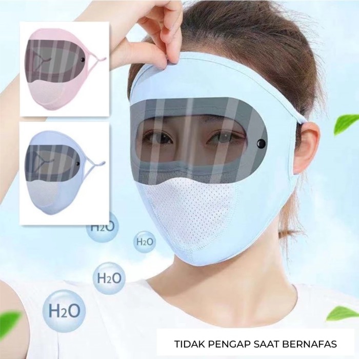 Jual 2in1 Masker Balaclava Topi Kacamata Bening Pelindung Make Up Wajah ...