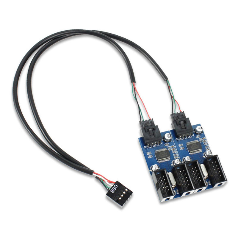Jual Motherboard USB 2.0 9Pin Female Interface Header Splitter 1 To 2/4 ...