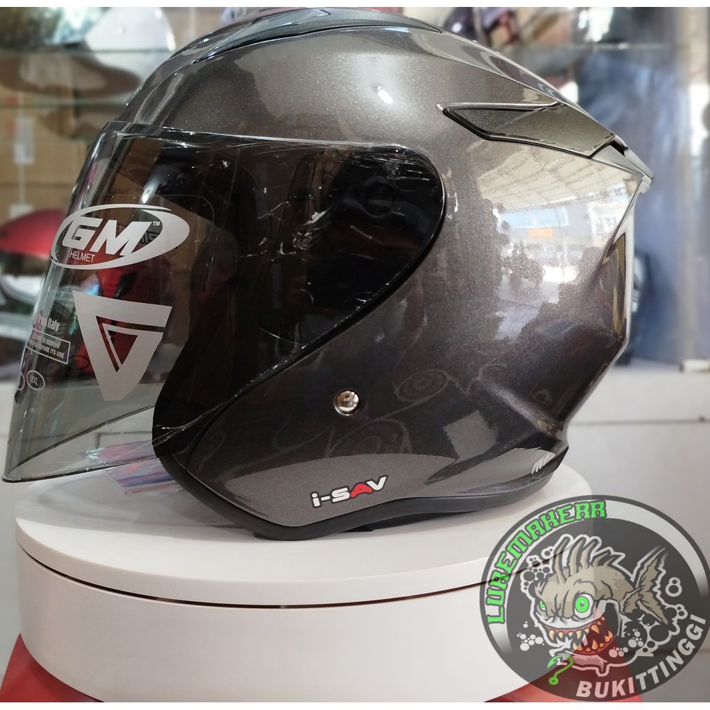 Jual HELM GM KING FIGHTER BASIC SOLID GUNMETAL | Shopee Indonesia
