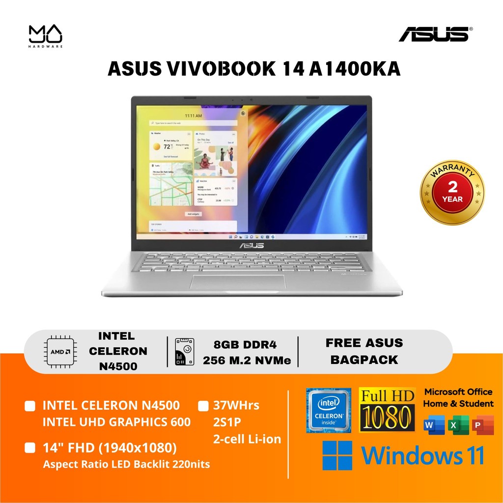 Jual Laptop ASUS Vivobook 14 A1400KA-FHD424 - Transparent Silver ...