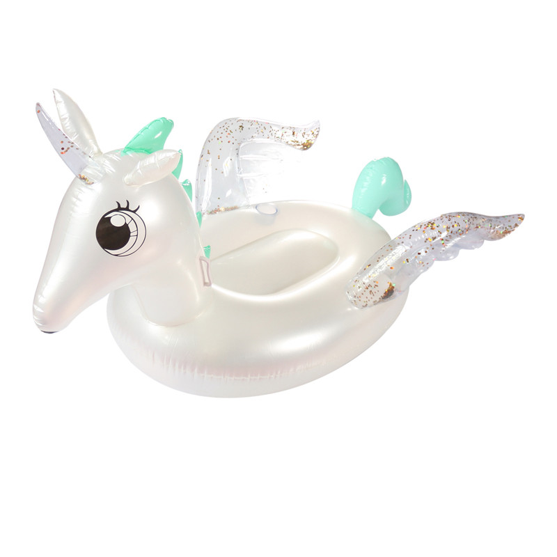 Jual Giant Inflatable Unicorn Pool Float with Glitter Inside Swim Party ...