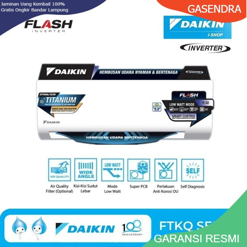 Jual AC DAIKIN FLASH INVERTER 1/2PK FTKQ-15UVM4 Garansi Resmi | Shopee ...