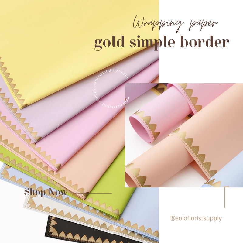 Jual GOLD SIMPLE BORDER CELLOPHANE KERTAS BUNGA HAND BOUQUET PEMBUNGKUS ...