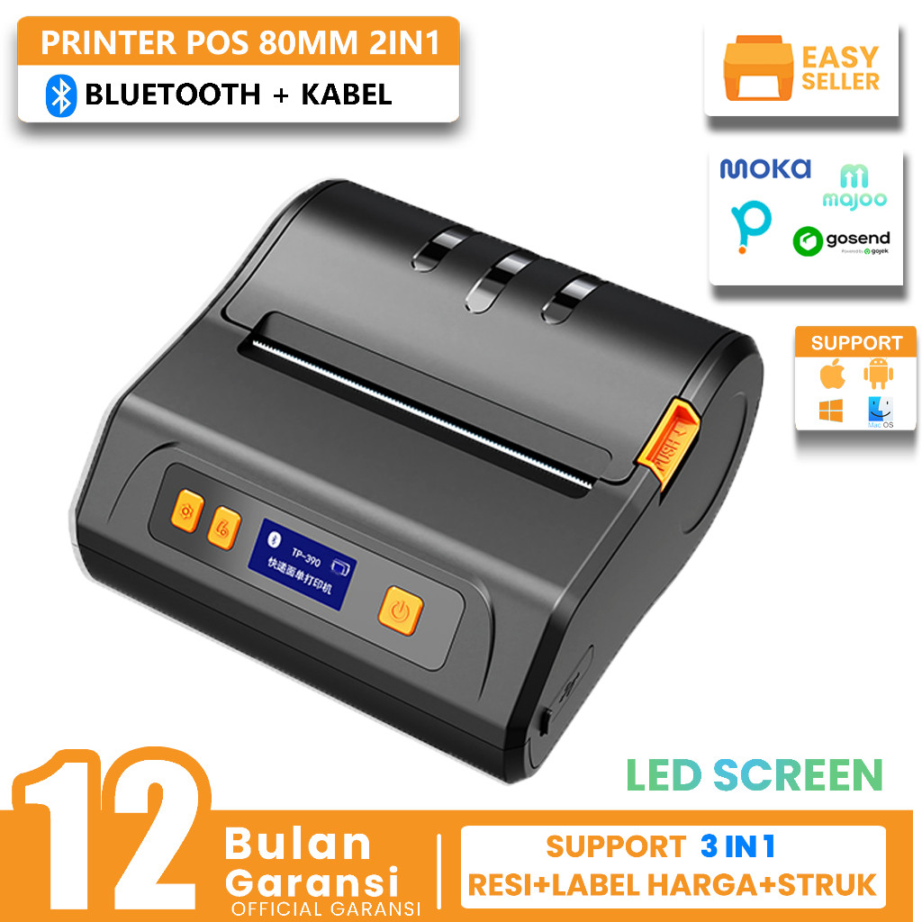 Jual [Label + Struk] Printer Thermal Portable 80mm Bluetooth Struk ...