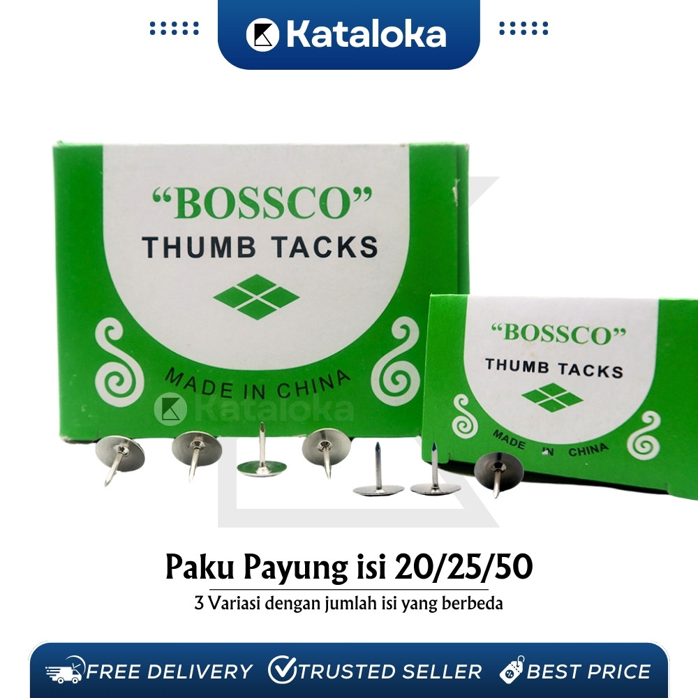 Jual KATALOKA 1 Box isi 10 pak Thumb Tacks / Pines / Paku Payung Bossco ...