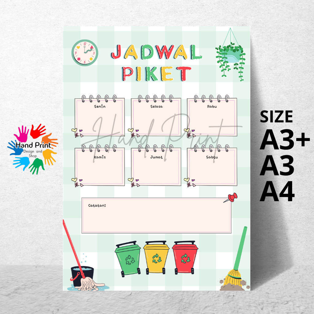 Jual Cetak Poster Jadwal Piket Kebersihan Size A3+ | Shopee Indonesia