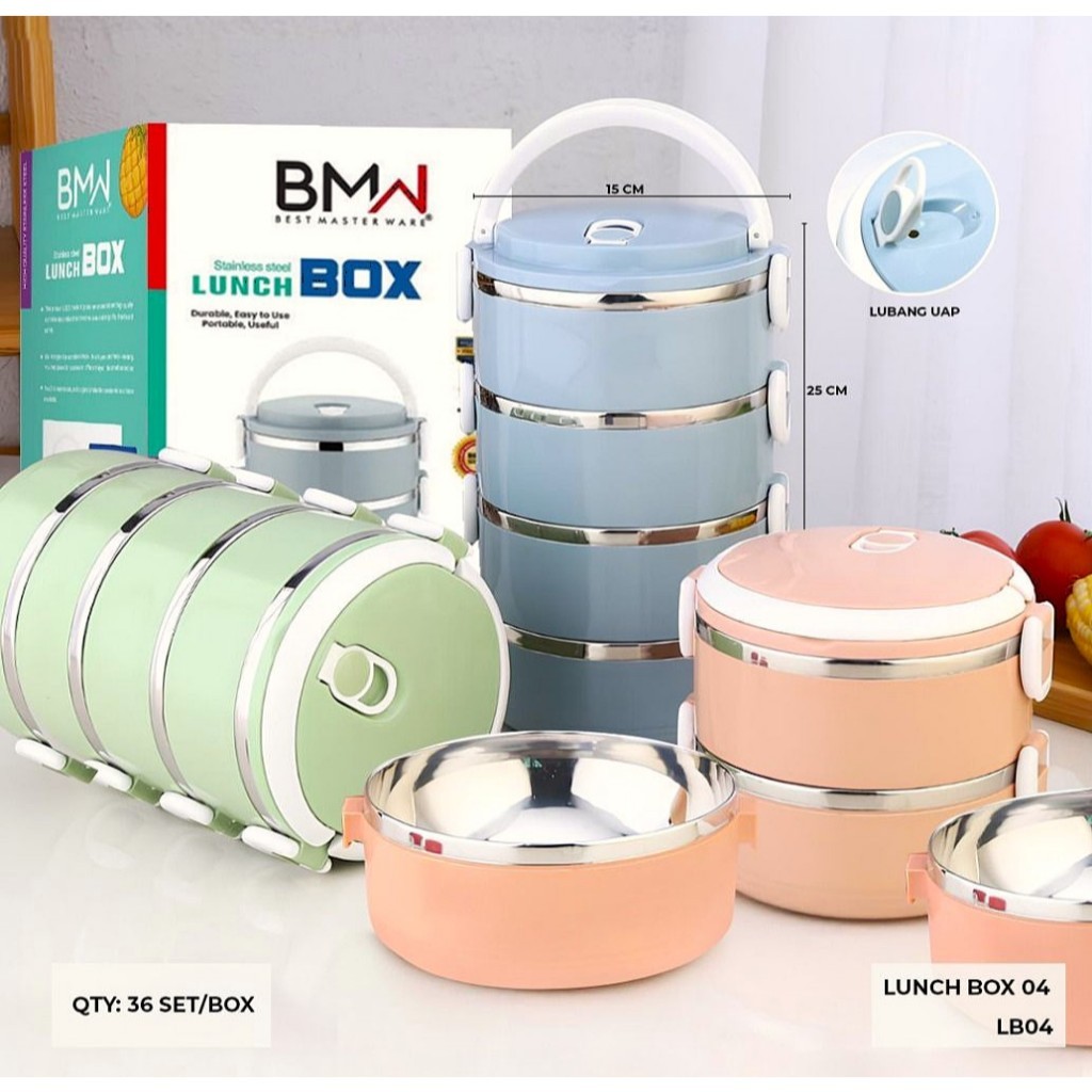 Jual ( AJ )Lunch Box 4 Susun/ Tempat Bekal 4,3,2 Susun Stainless Tahan ...