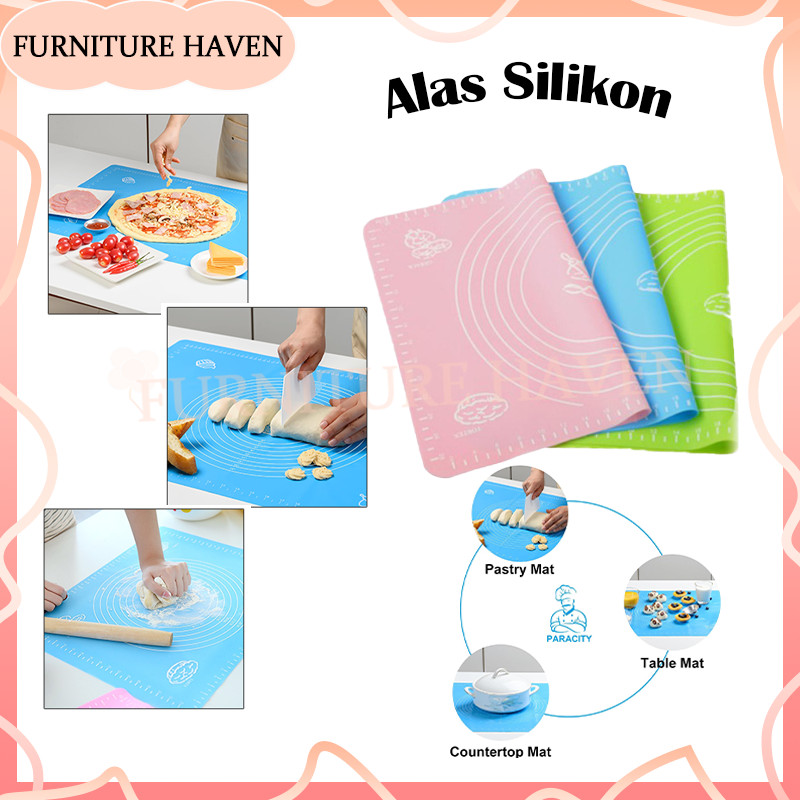 Jual Alas Adonan Silikon 50x40cm/Mat Tatakan Giling Roti Silicone ...