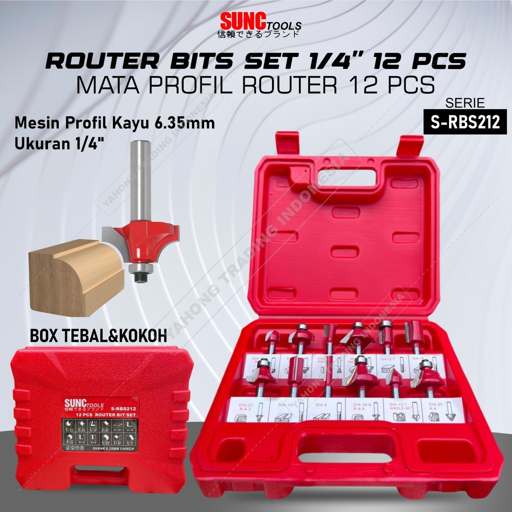 Jual Mata Router Set Mata Profil Mata Trimmer Set Router Bit Set 12pc ...