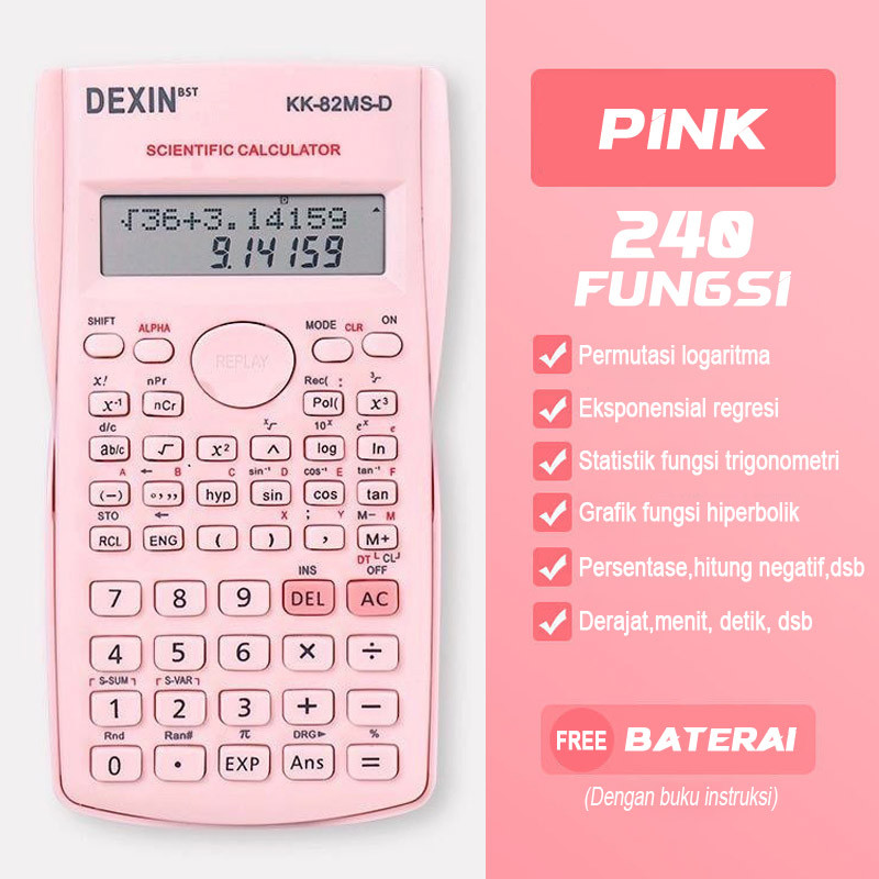 Jual Scientific Calculator Kalkulator Fungsi Kalkulasi 3 Warna Biru ...