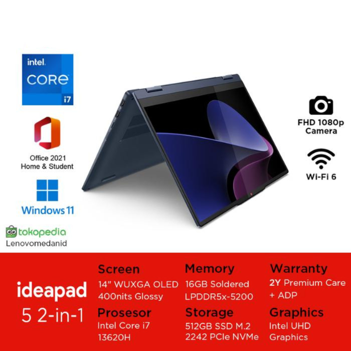 Jual Laptop Lenovo IdeaPad 5 2-in-1 14IRH9 83KX0011ID Core i7 13620H ...