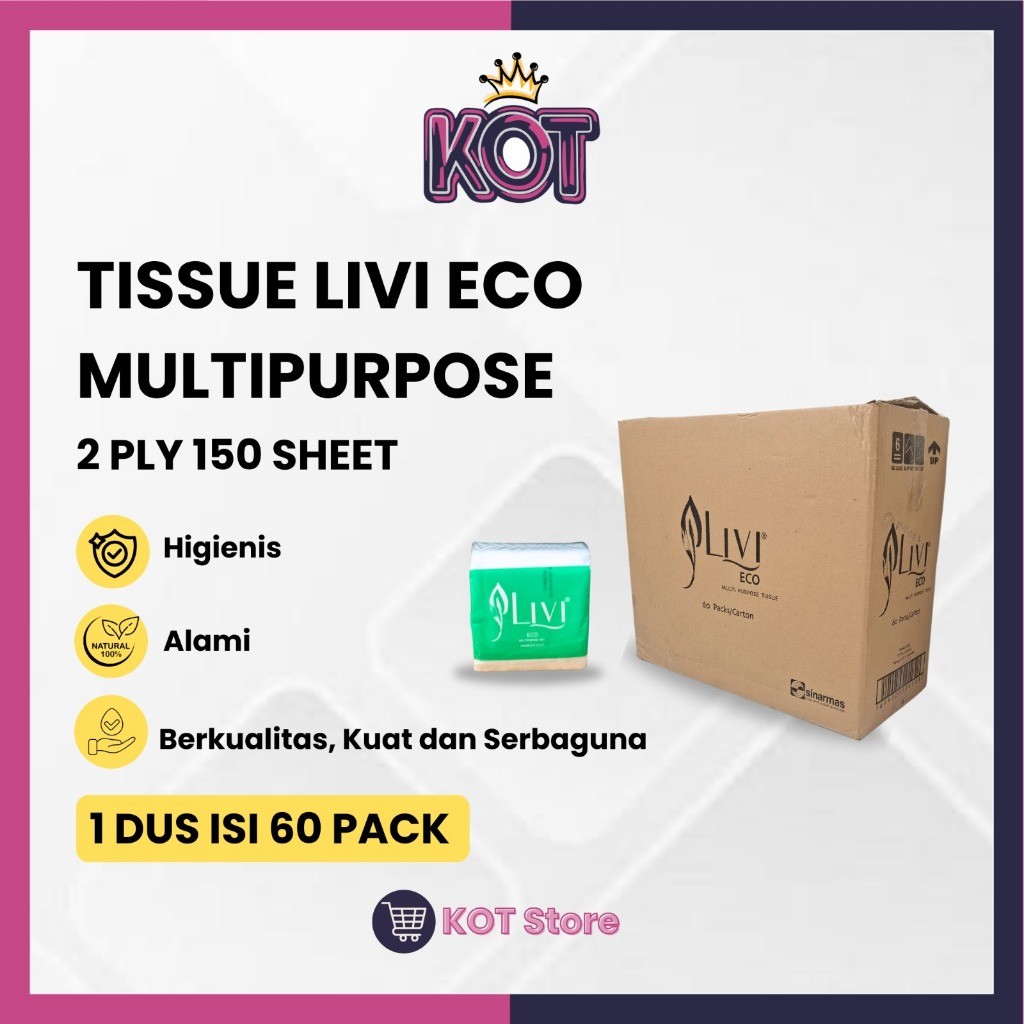 Jual 1 (SATU) DUS - TISSUE LIVI ECO MULTIPORPOSE 2 PLY 150 SHEET (ISI ...