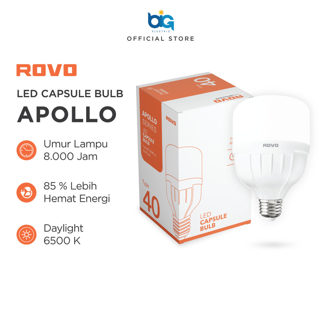 Jual Bundling 10 pcs ROVO Apollo Lampu LED Kapsul Tipe 5/10/15/20/30/40 Putih Tahan Lama ...