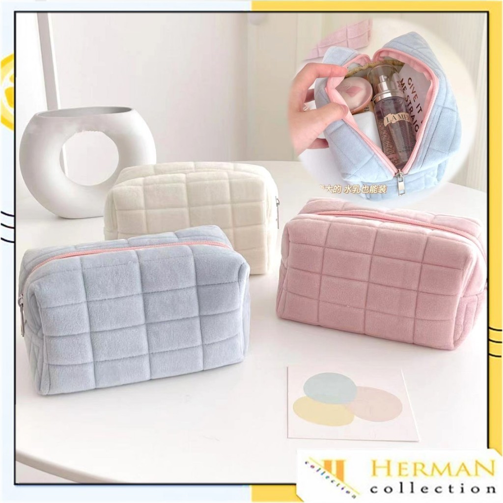 Jual HC Pouch Kosmetik Lucu Warna Macaroon Kotak Pensil Sleting Velvet ...