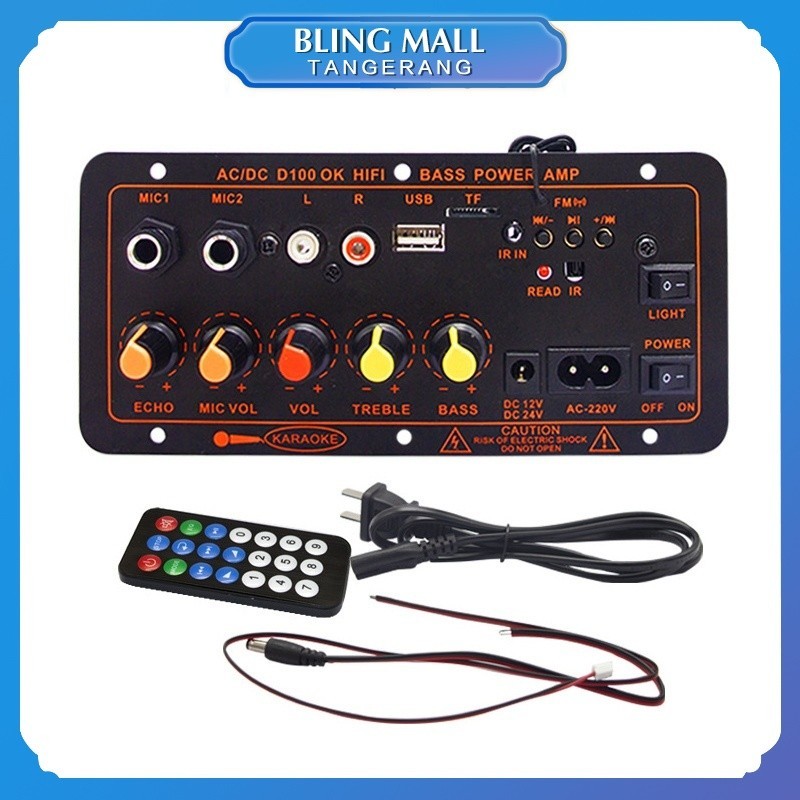 Jual D100 Amplifier Board Bluetooth Audio Subwoofer Karaoke 100W AC ...