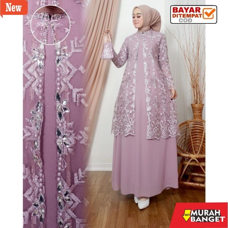 Jual gamis kekinian tahun 2024 Gamis Brukat Terbaru L XL XXL Yasmin ...