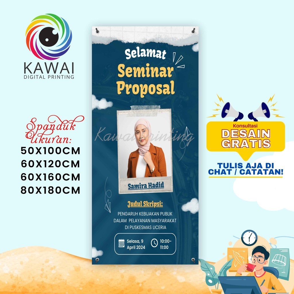 Jual Spanduk Banner MMT Selamat Seminar Proposal Biru Ukuran 60x160 ...