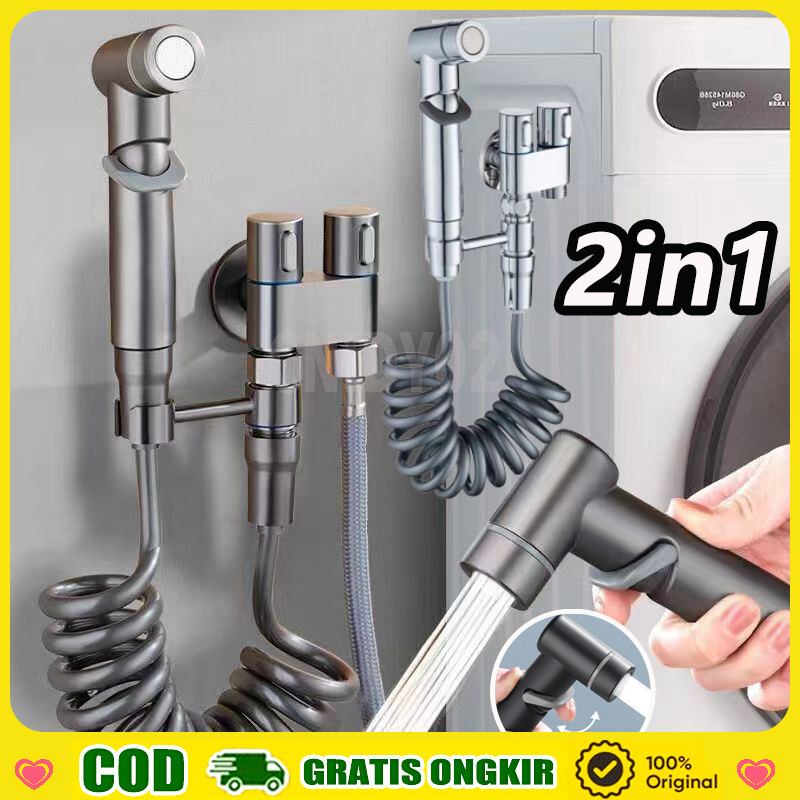 Jual 【COD】Mini Kran Cabang dan Jet Shower SUS 304 Toilet Hitam Matte 1/ ...