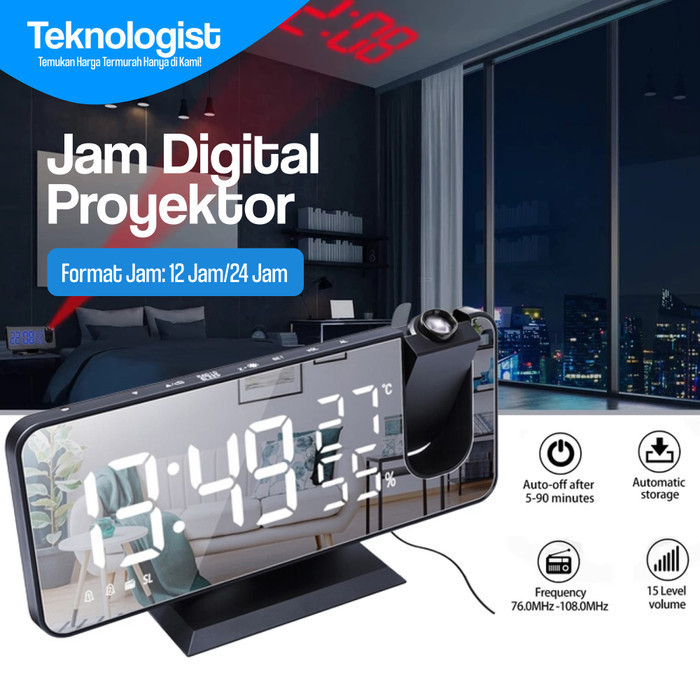 Jual Jam Alarm LED Digital Proyektor Dengan Temperature Humidity FM ...