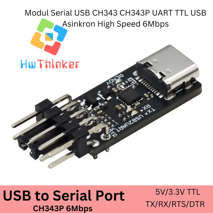 Jual Modul Serial USB CH343 CH343P UART TTL USB Asinkron High Speed 6Mbps DTR RTS Type-C ...