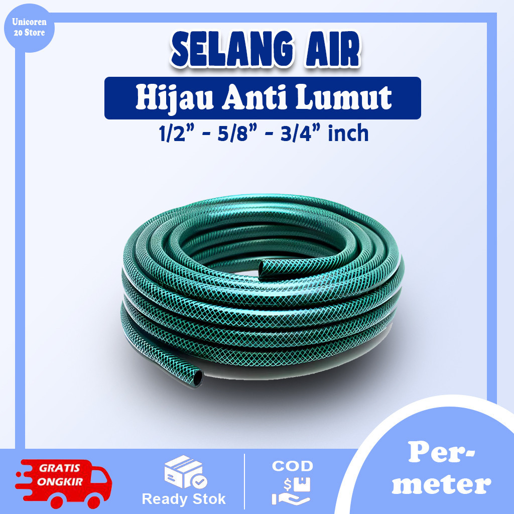 Jual SELANG AIR SERAT BENANG HIJAU PERMETER 1/2 5/8 3/4 1 INCH ANTI LUMUT SELANG PERKEBUNAN ...