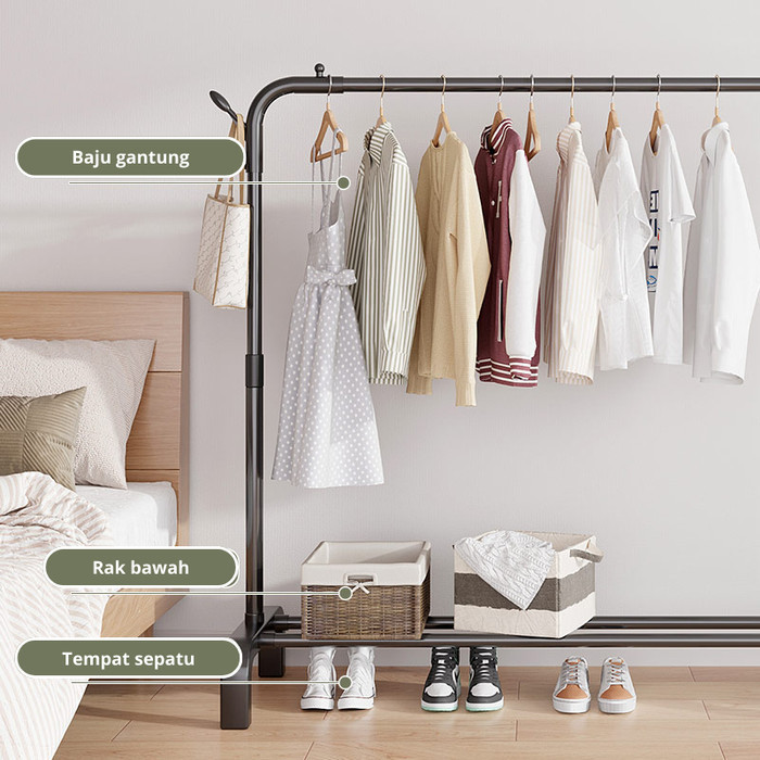 Jual Dejavu Rak Pakaian Gantung Tempat Rak Baju Stand Hanger Besi ...