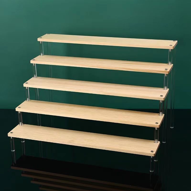 Jual Wooden Step Display Stand with Acrylic Cylinders 2-5 Tier ...