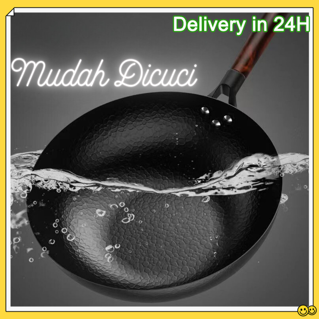 Jual ANQI Wajan Teflon Penggorengan Anti Lengket Cook & Clean Wok Pan Double Bottom 32cm ...