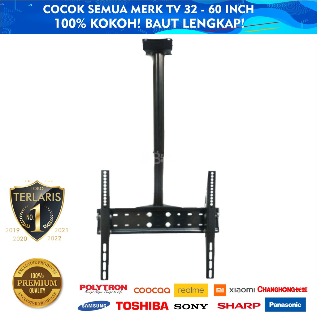 Jual Bracket TV Ceiling Gantung 50 55 60 43 47 42 40 Inch Dijamin Cocok ...