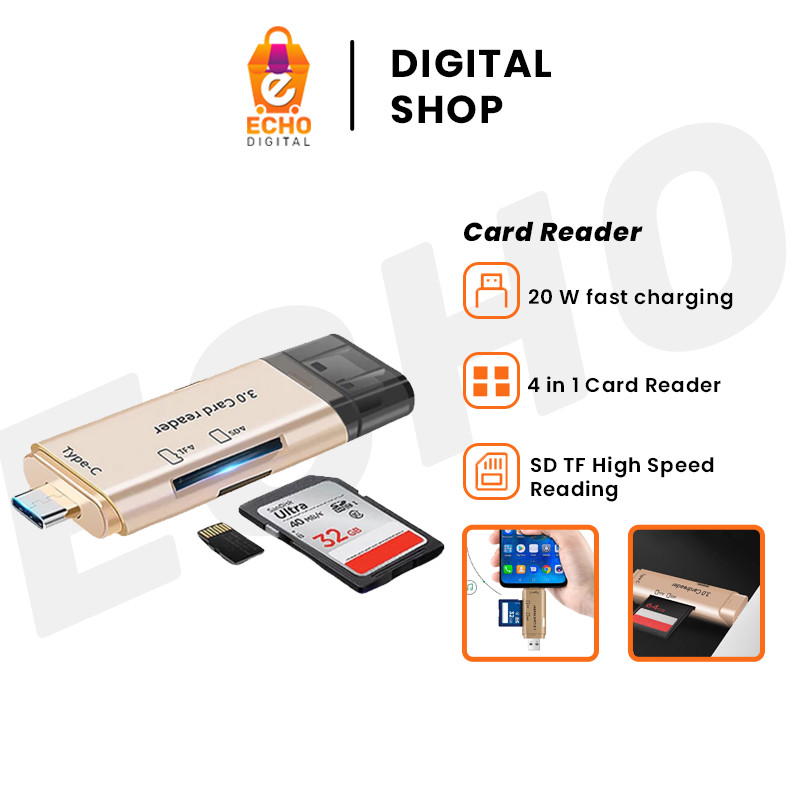 Jual 4 in 1 USB 3.0 Memory Card Adapter CardReader / Type C / SD Card ...