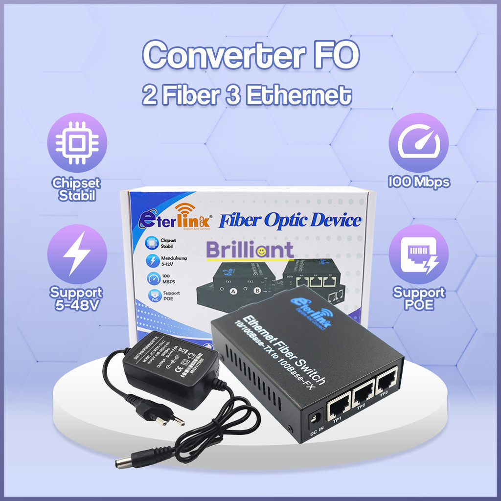 Jual Konverter Fiber Optik Single Mode Switch 2F3E Port 10 / 100M ...
