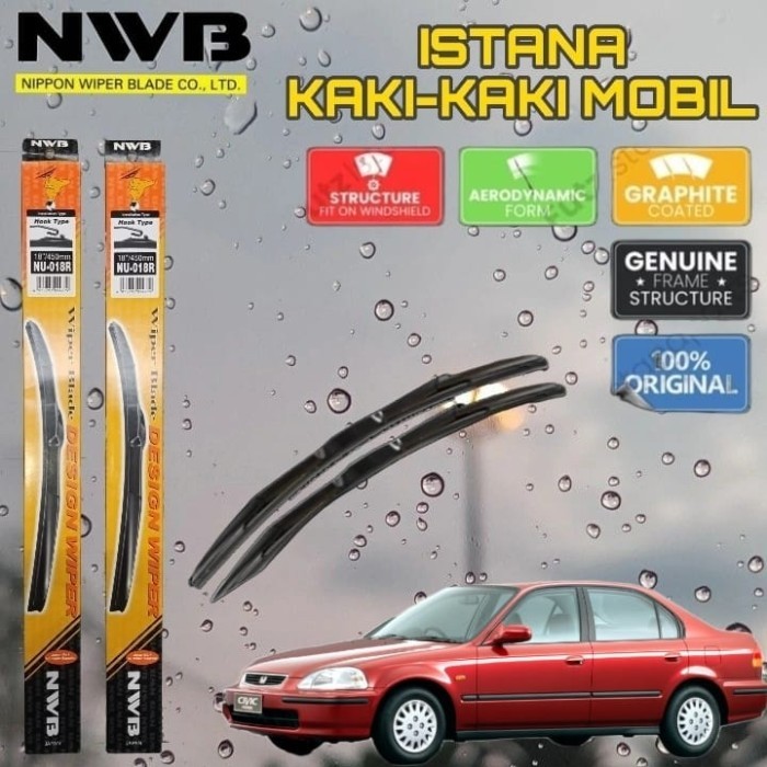 Jual Wiper Depan Honda Civic Ferio Ukuran "20 & "17 NWB Japan Hybrid Frameless | Shopee Indonesia