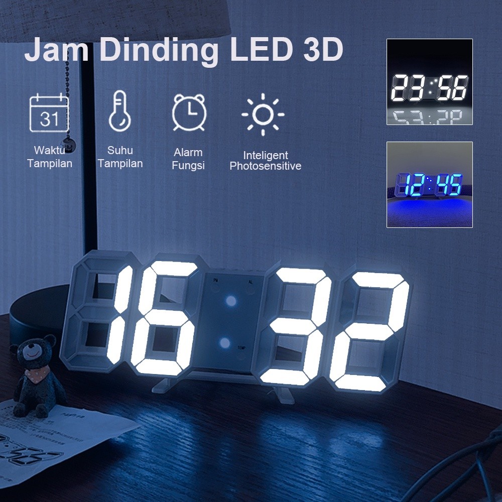 Jual Jam Dinding Digital LED 3D/ Jam Dinding Digital/ Jam Dinding Estetik / Jam Meja Led Digital ...
