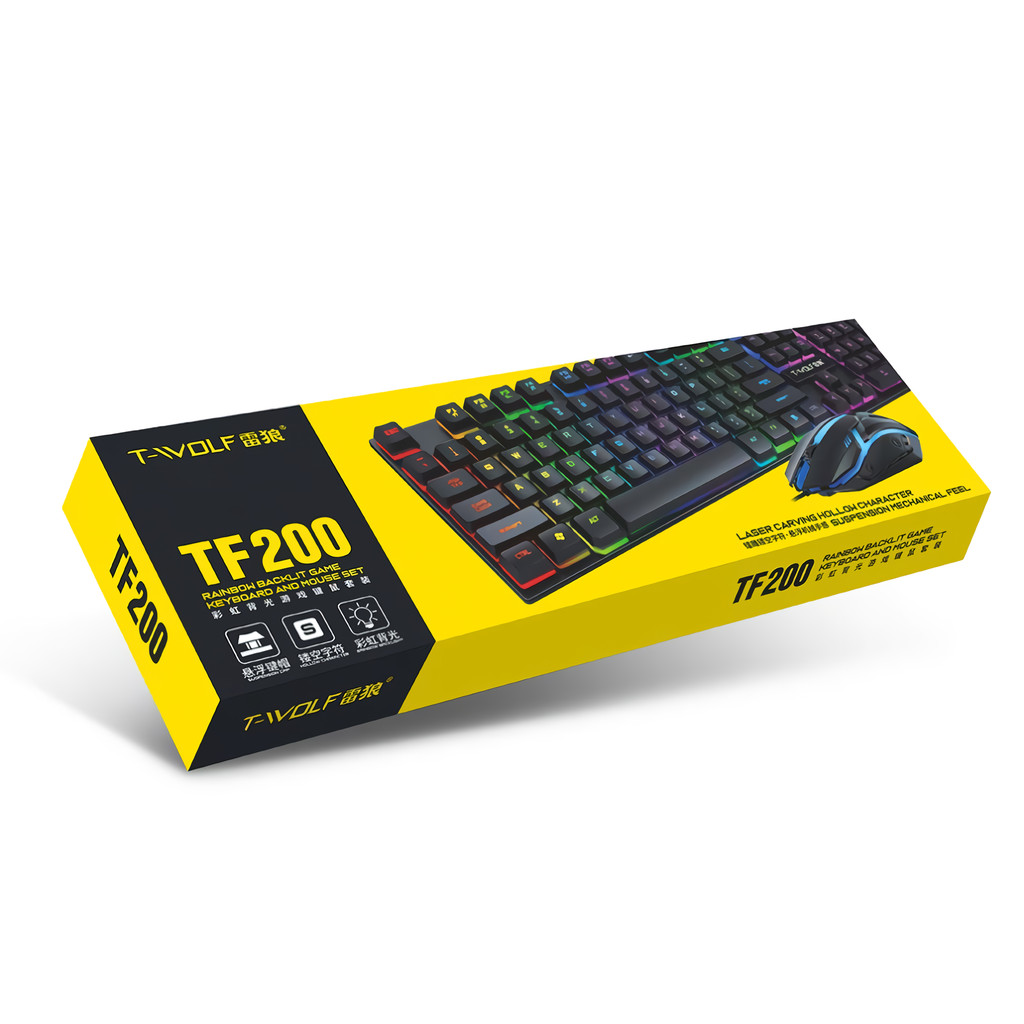Jual Mouse Keyboard RGB Gaming T-Wolf T200 LED Set Gaming | Shopee ...