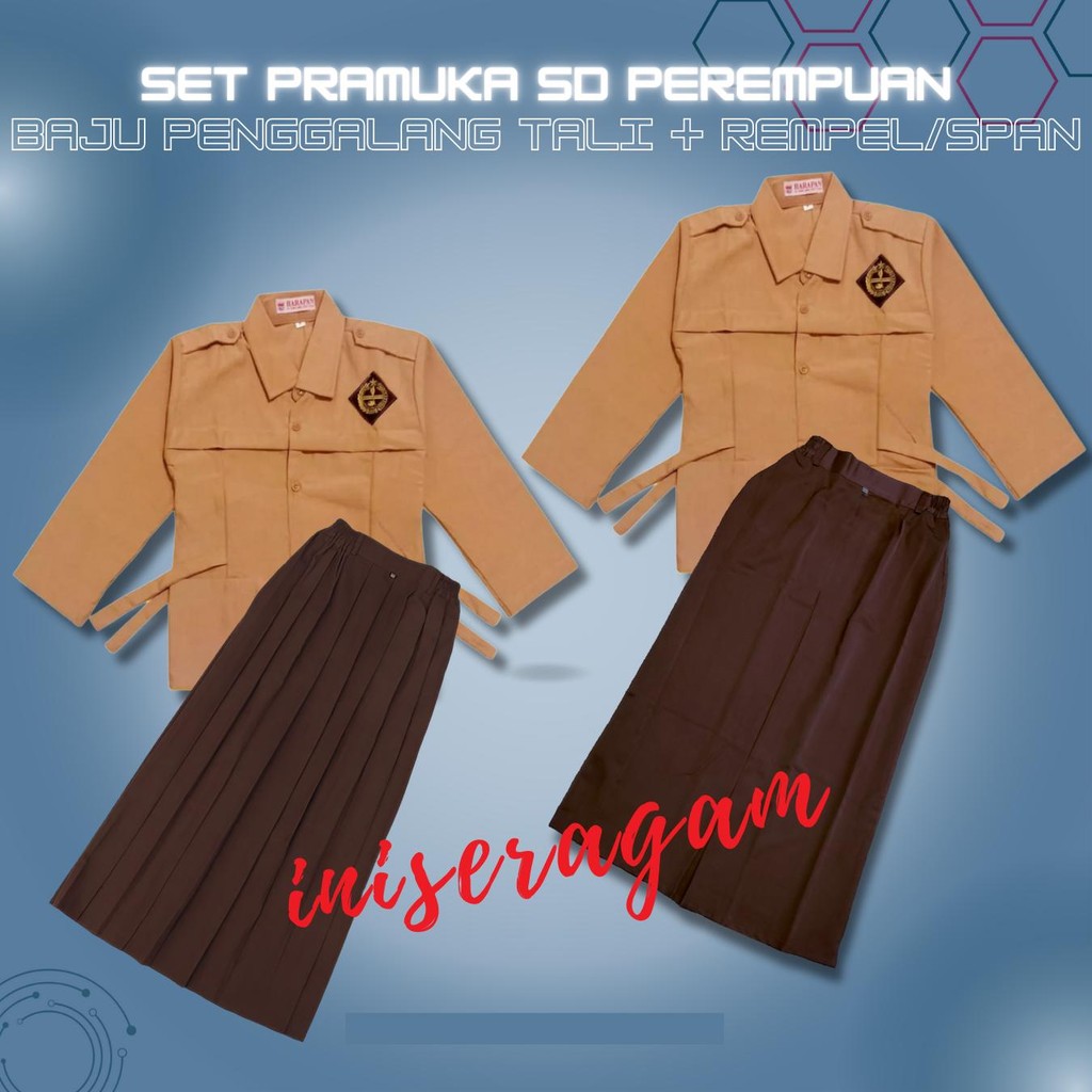 Jual Setelan Seragam Sekolah Pramuka SD SMP SMA MI Baju Penggalang Tali Saku Bawah Rok Rempel ...