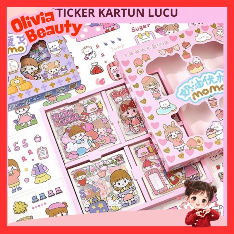 Jual Stiker motif kartun korea lucu anti air sticker Aesthetic DIY Buku ...