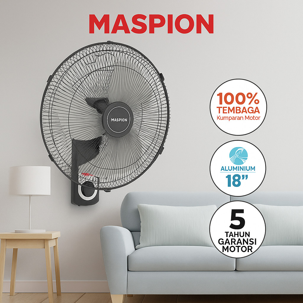 Jual Maspion Kipas Angin Dinding 18 Inch PW 1809 W - 3 Baling Hembusan ...