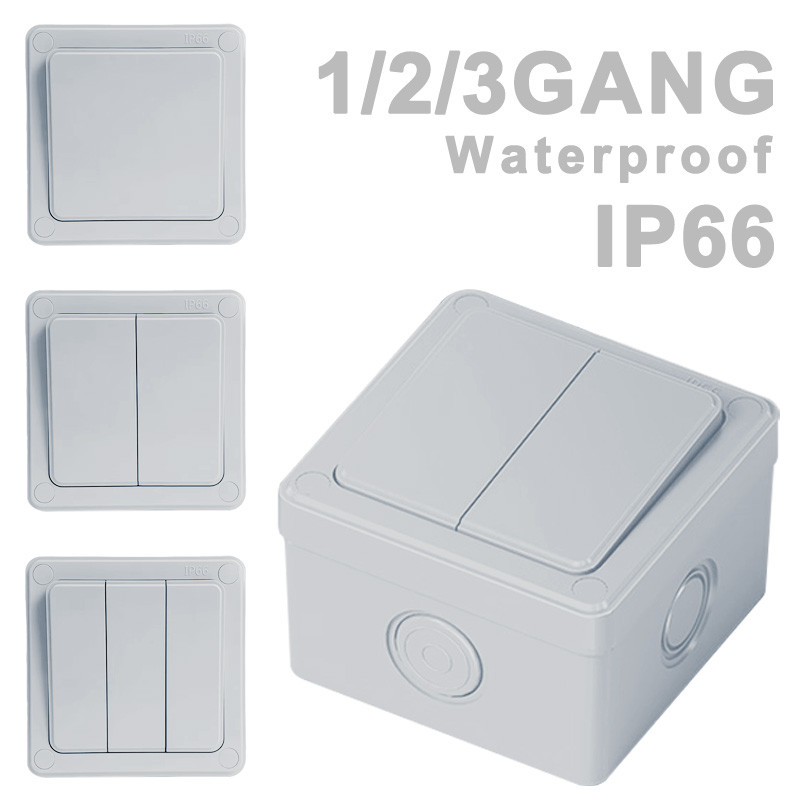 Jual IP66 Weatherproof Power Switch 1/2/3 Gang Outdoor Wall Switch 16A ...