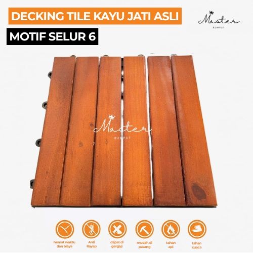Jual DECKING TILE KAYU JATI ASLI MOTIF SALUR 6 FINISHING | Shopee Indonesia