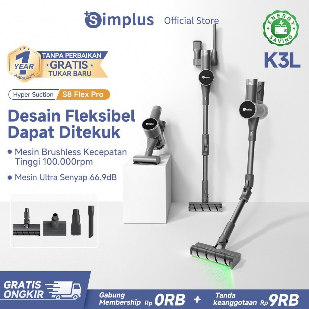 Jual Simplus Vacuum Cleaner Daya 24000Pa Teknologi Deteksi Lampu Hijau ...