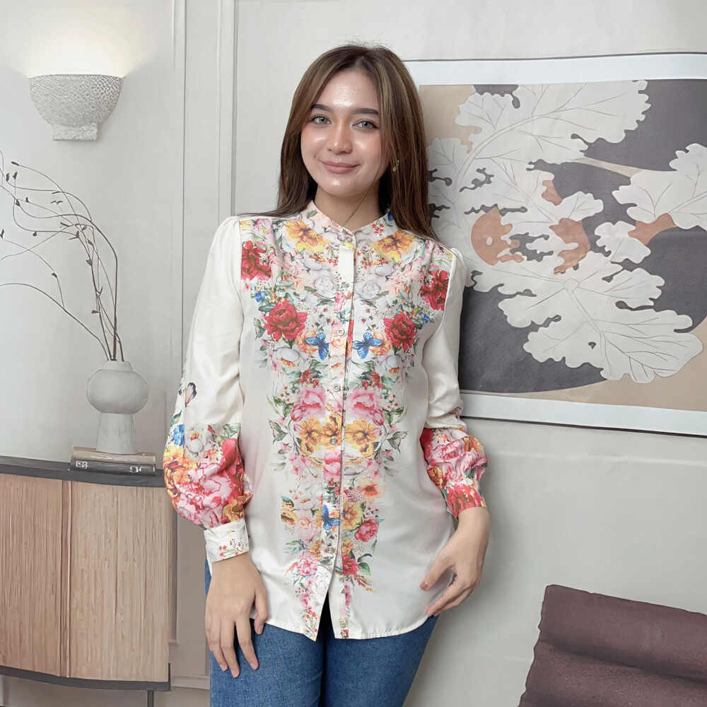 Jual Kemeja Wanita Motif Bunga Besar Elegan untuk | Motif Bunga Besar ...