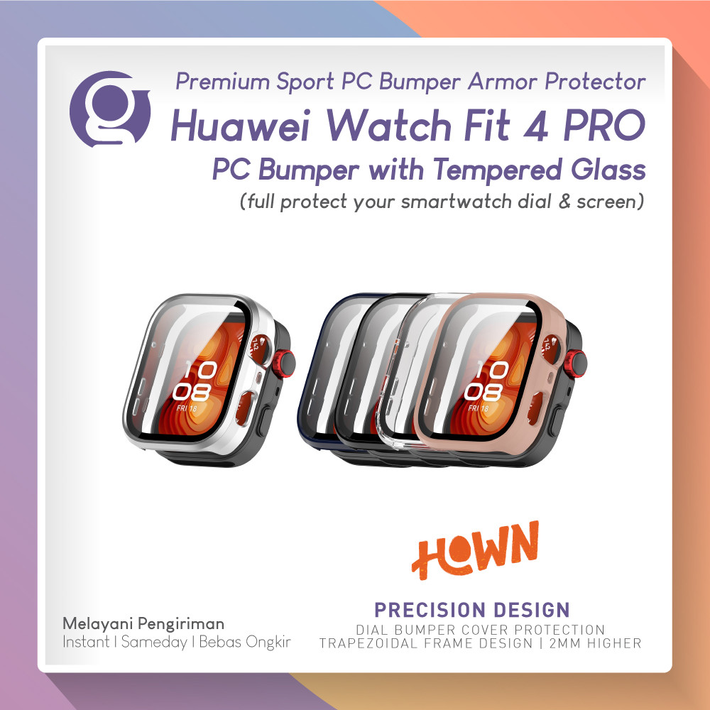 Jual Case 2in1 Bumper for Huawei Watch Fit 4 PRO with Tempered Glass ...