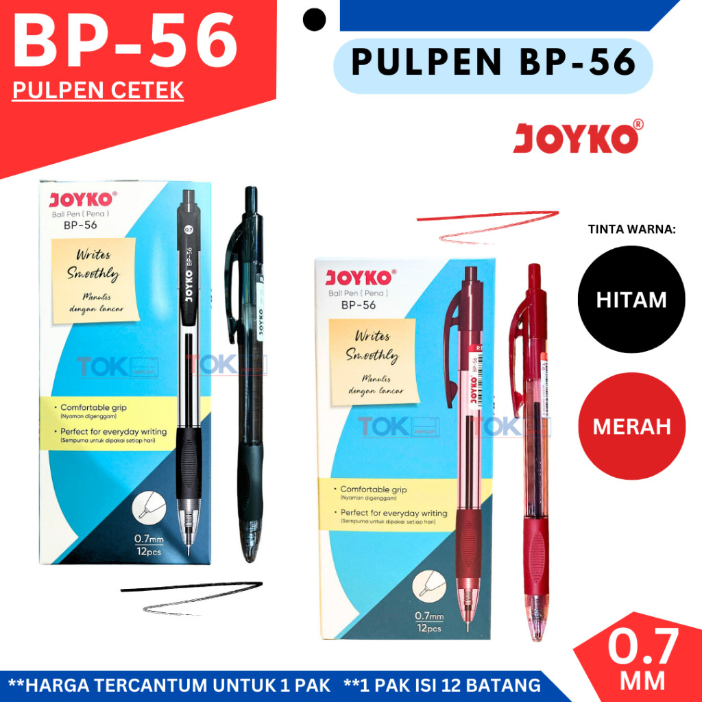 Jual PULPEN CETEK JOYKO BP-56 / BALLPOINT 0.7 MM ( 1 PAK ISI 12 PCS ...