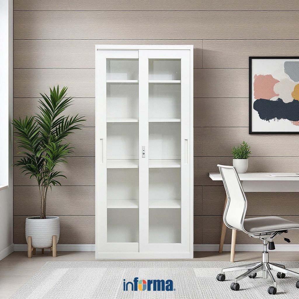 Jual Informa Gavin Kabinet Kantor 2 Pintu Geser Metal High - Putih ...