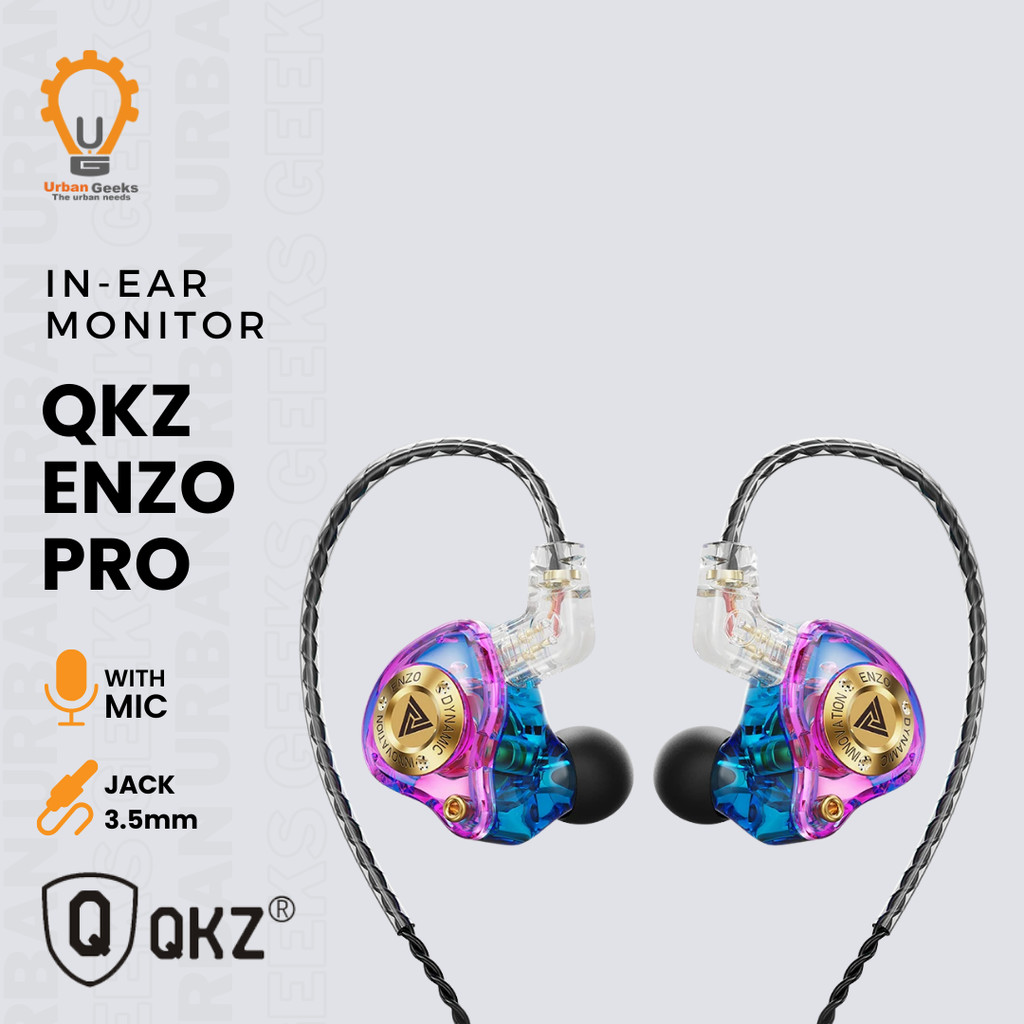 Jual QKZ Enzo Pro Wired Earphone Metal 11mm Dynamic Mic 3.5mm DJ Music ...