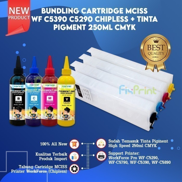 Jual Paket Modif Chipless 4 Warna Printer Epson WF-C5290 C5290 C5890 ...