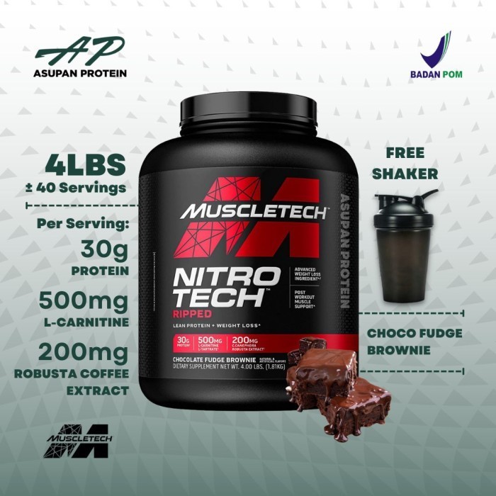 Jual Muscletech Nitrotech Ripped Whey Protein 4 LBS | Shopee Indonesia